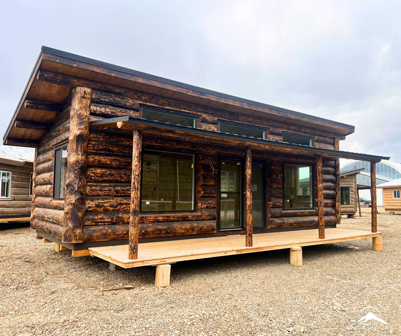 Burnt Grey Wolf Log Cabin 12x30ft: Turnkey Living with Custom Exterior ...