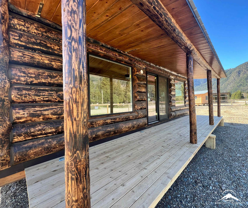 Burnt Grey Wolf Log Cabin 12x30ft: Turnkey Living with Custom Exterior ...