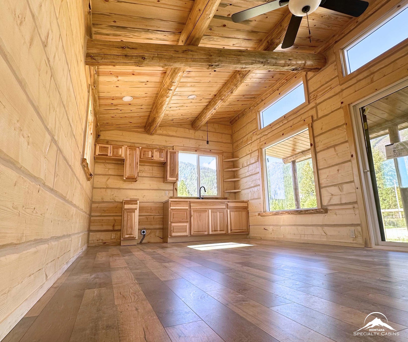 Burnt Grey Wolf Log Cabin 12x30ft: Turnkey Living with Custom Exterior ...